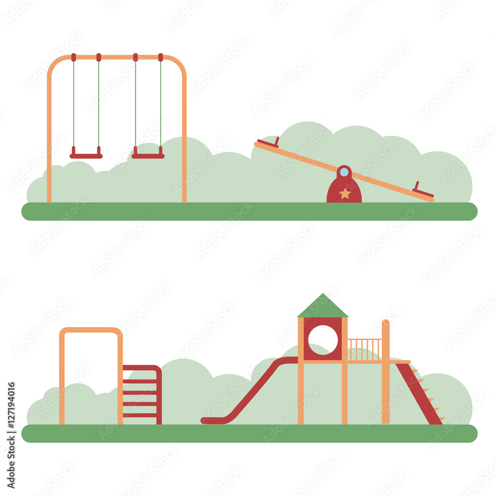 Playground infographic elements vector flat illustration.Kids playing ...