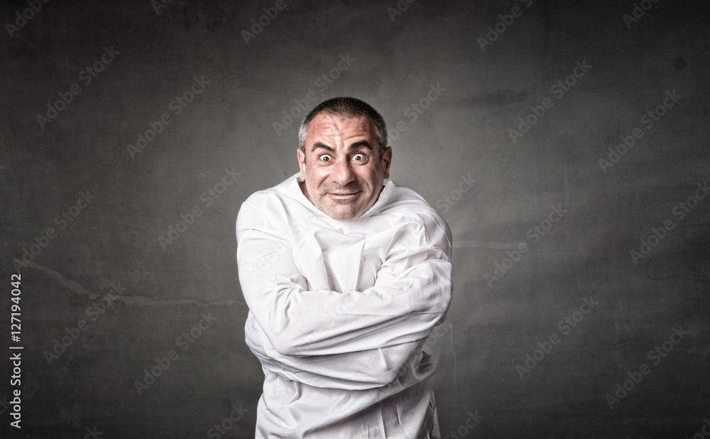 mad man with straitjacket Stock-Foto | Adobe Stock