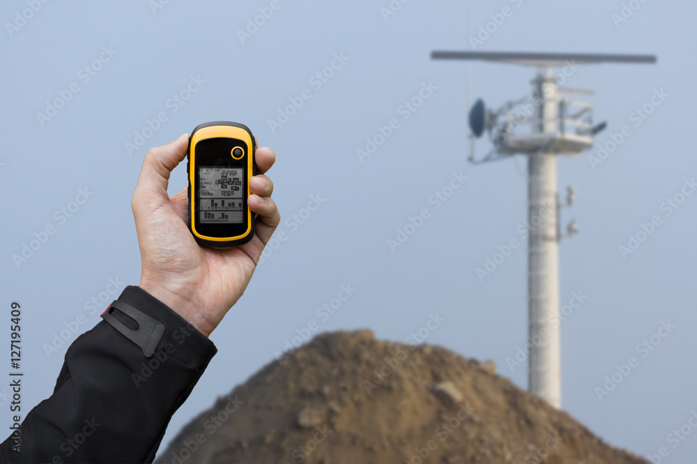 finding the right position inside a construction site via gps Stock ...