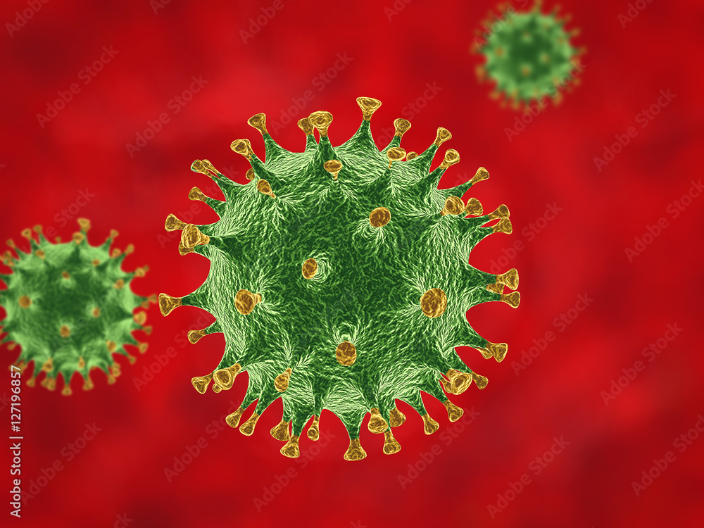 3d render of HIV Virus in red background Stock Illustration | Adobe Stock