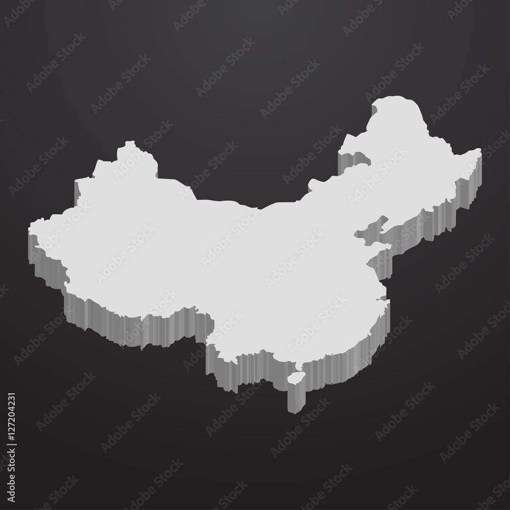 China map in gray on a black background 3d Stock Vector | Adobe Stock