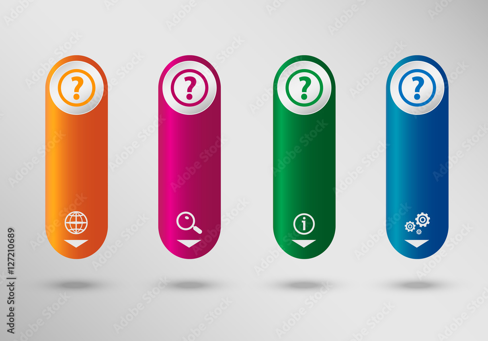 Question mark icon on vertical infographic design template, can Stock ...