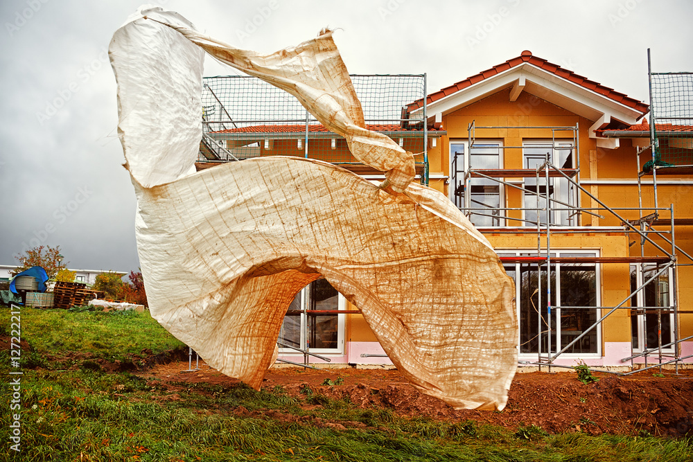 Flying Scaffold Sheeting Stock Photo | Adobe Stock