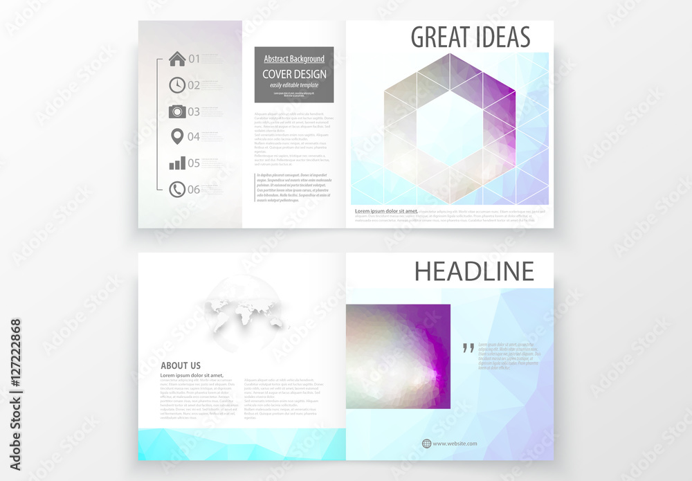 Square Brochure Layout with Cool Tone Geometric Design Element 8 Stock ...
