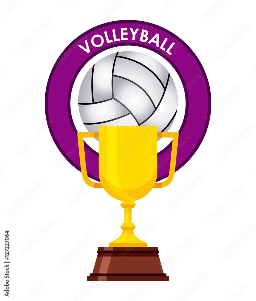 gold trophy with volleyball concept design over white background ...