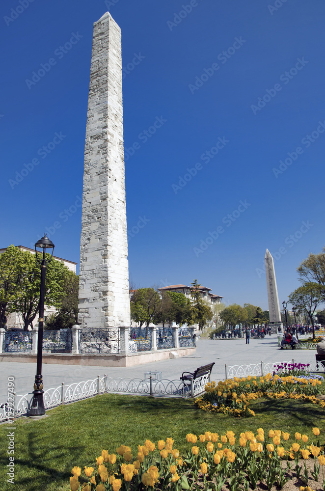 Obelisk of Theodosius (Egyptian Obelisk) near Blue Mosque (Sultanahmet ...