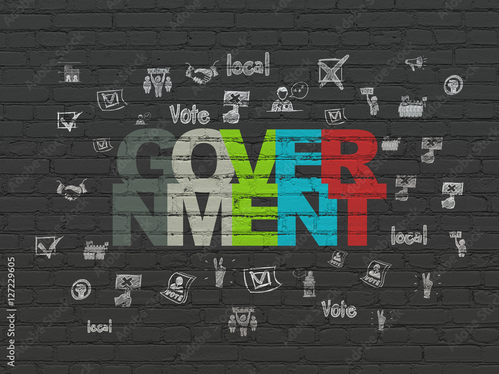 Political concept: Government on wall background Stock Illustration ...