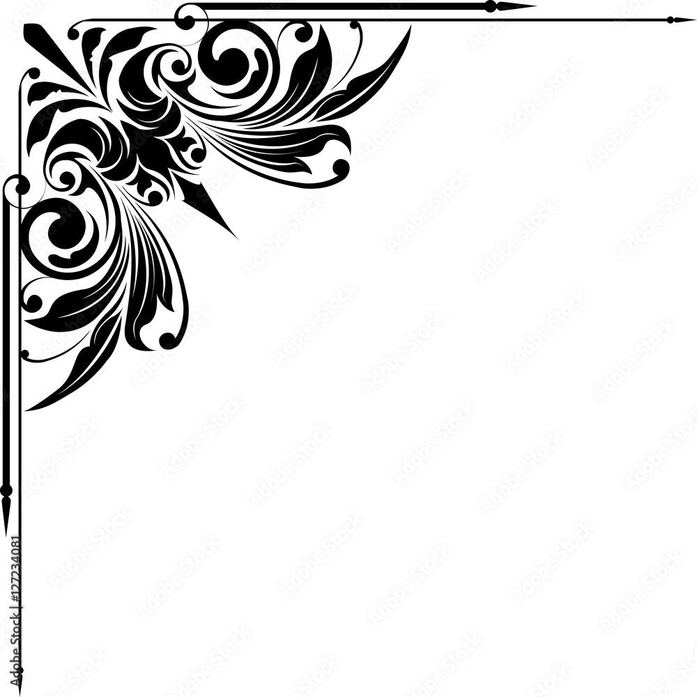 Black abstract corner ornamental design Stock 벡터 | Adobe Stock