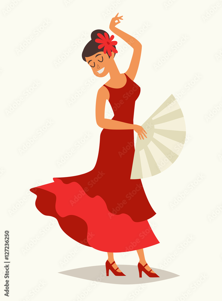 Vecteur Stock Flamenco Dance Vector Illustration Women In Traditional