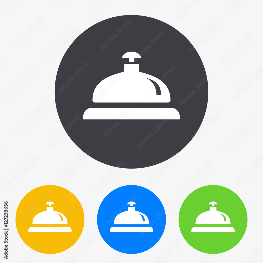 Icono plano timbre recepcion hotel en circulo varios colores Stock ...