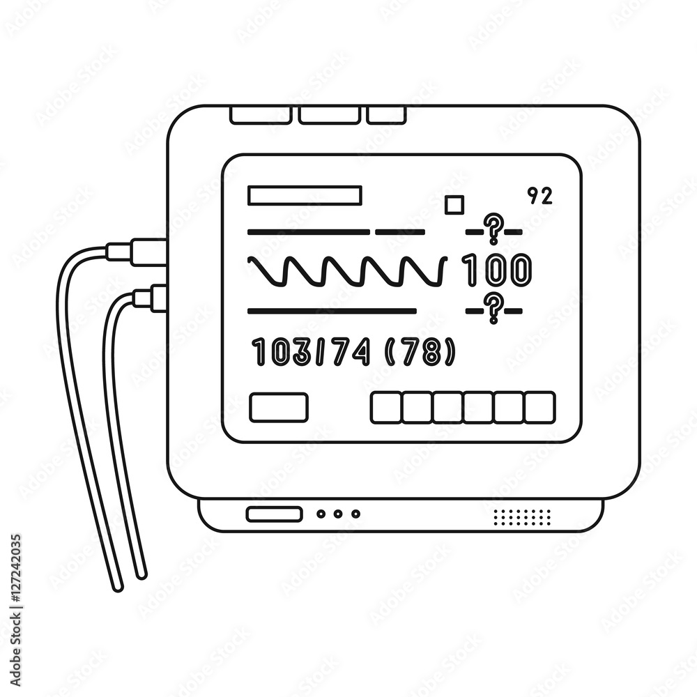 ECG machine icon in outline style isolated on white background ...