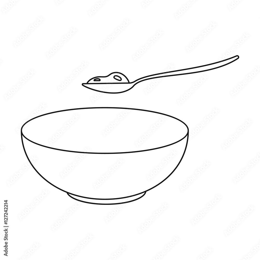 Cottage cheese icon in outline style isolated on white background. Milk ...