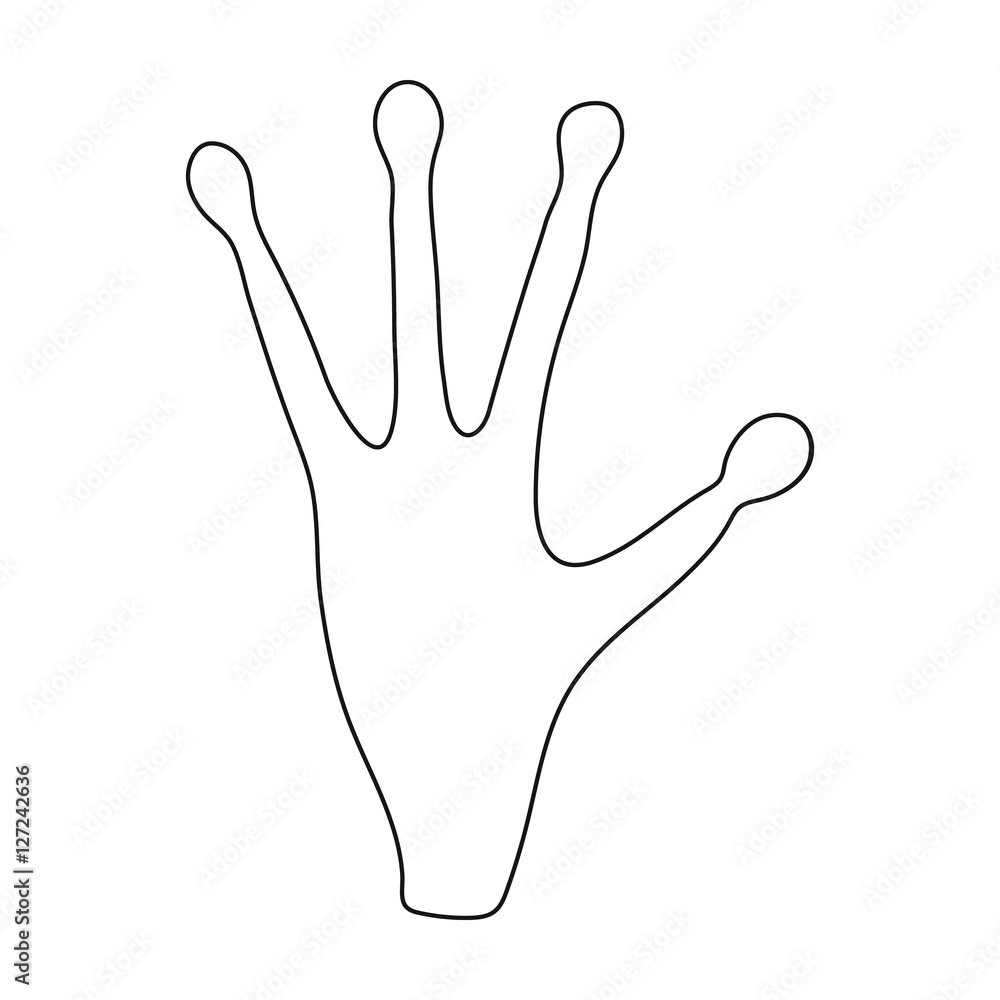 Alien hand icon in outline style isolated on white background. Space ...
