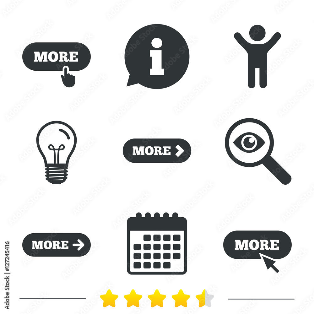 More with cursor pointer icon. Details with arrow or hand symbols ...