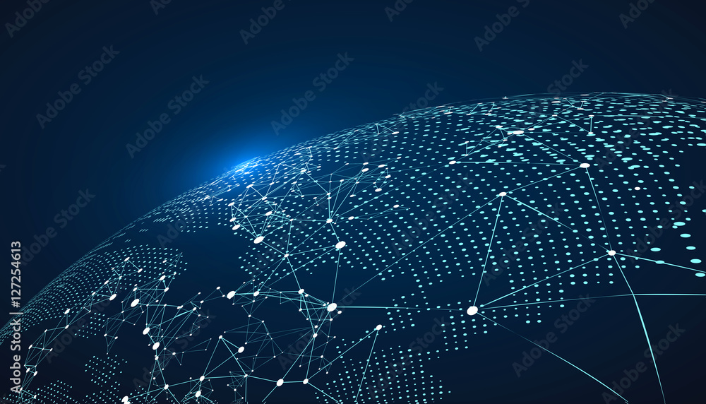 World map point, line, composition, representing the global, Global ...
