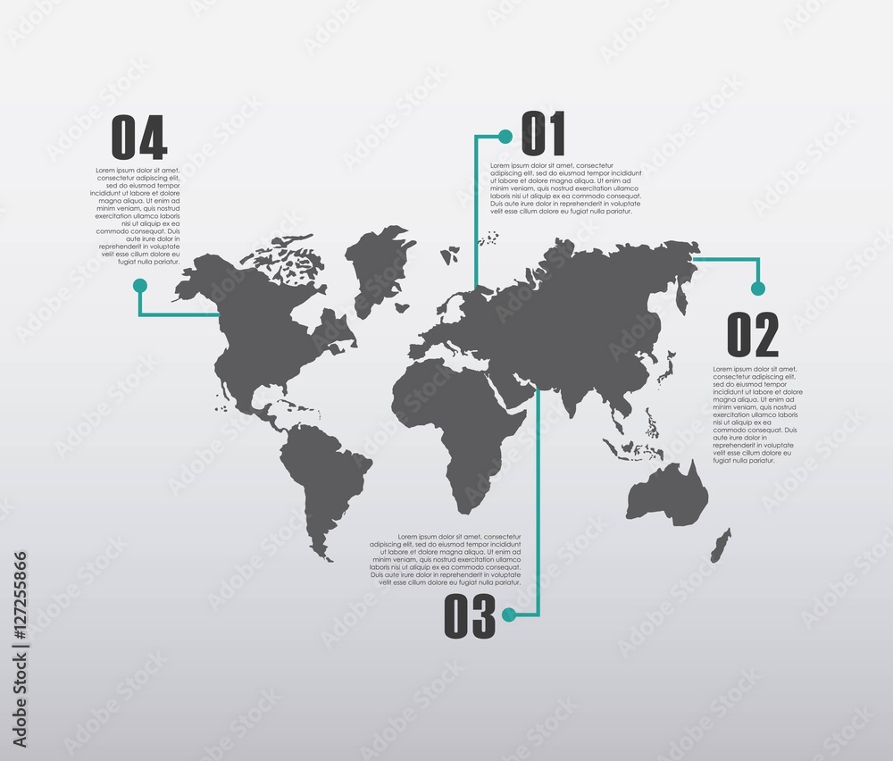 colorful infographic template presentation with world map and numbers ...