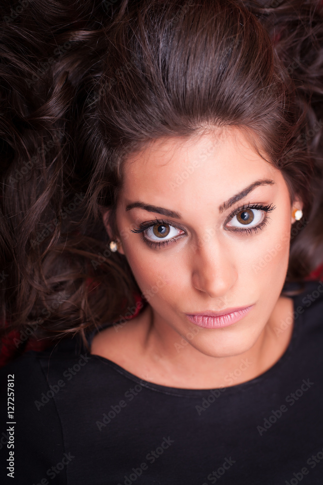 Beautiful Woman Face, looking serious, close up Stock Photo | Adobe Stock