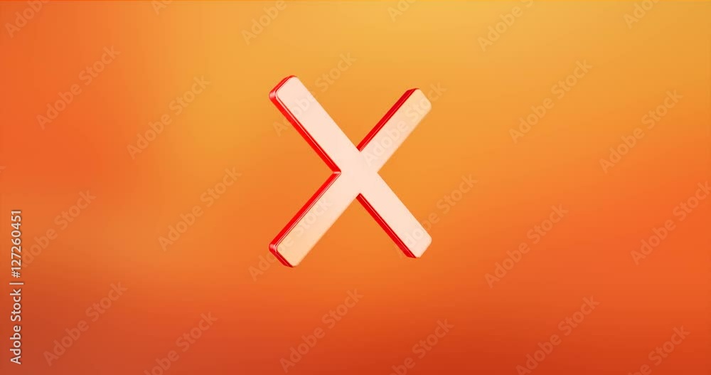 Animated No Sign Red 3d Icon Loop Modules for edit with alpha matte ...