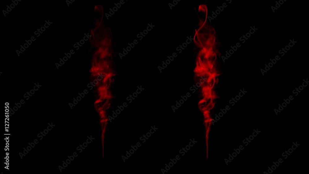 High-detailed red smoke rising with alpha. Smoke streaks over black ...
