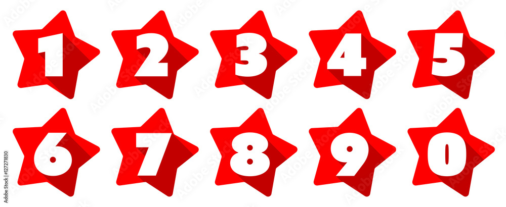 Numbers / Red star Icons Stock Vector | Adobe Stock
