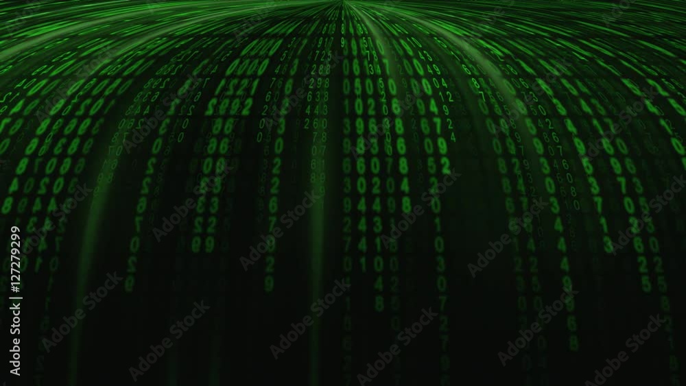 Random numbers falling down (code rain) like from a fountain: a popular ...