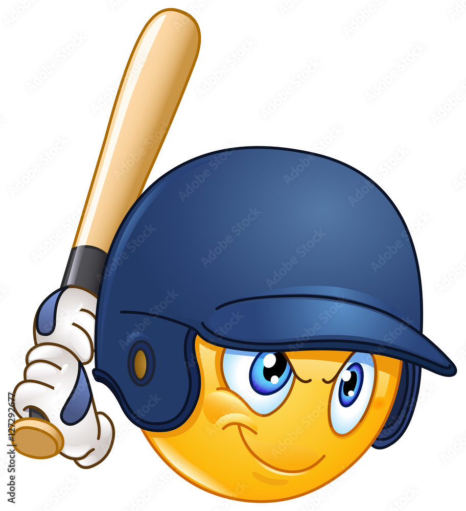 Baseball batter emoticon Stock Vector | Adobe Stock