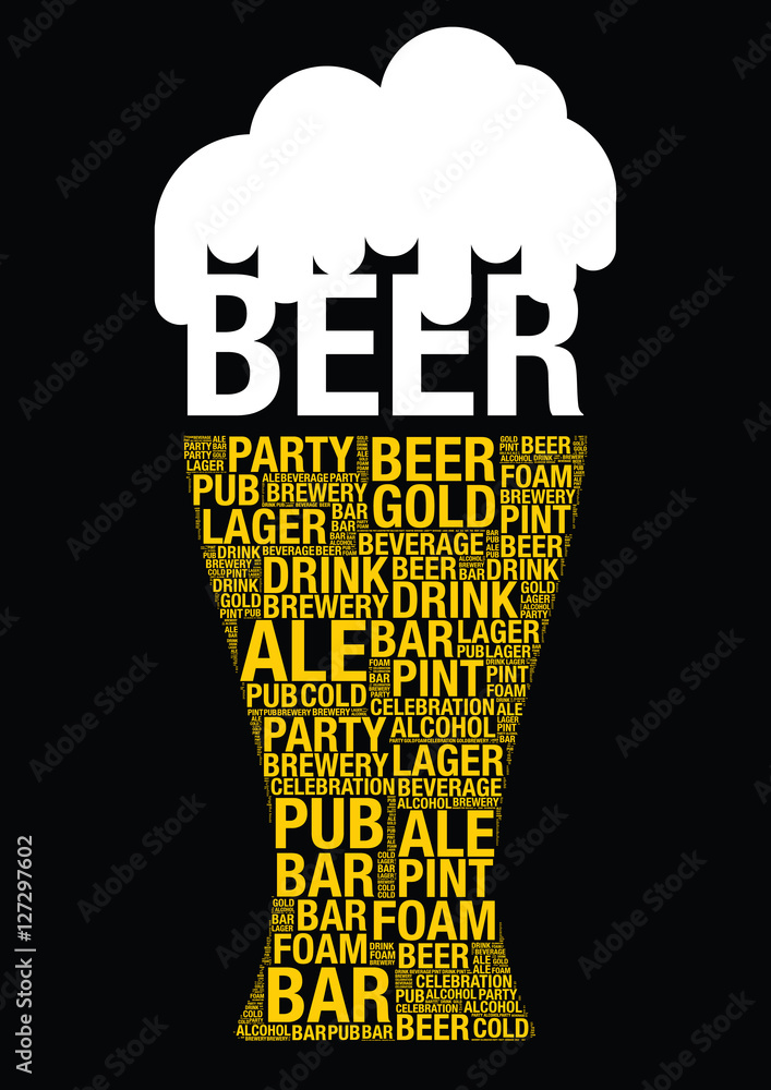 Glass of beer with word cloud design concept vector isolated Stock ...