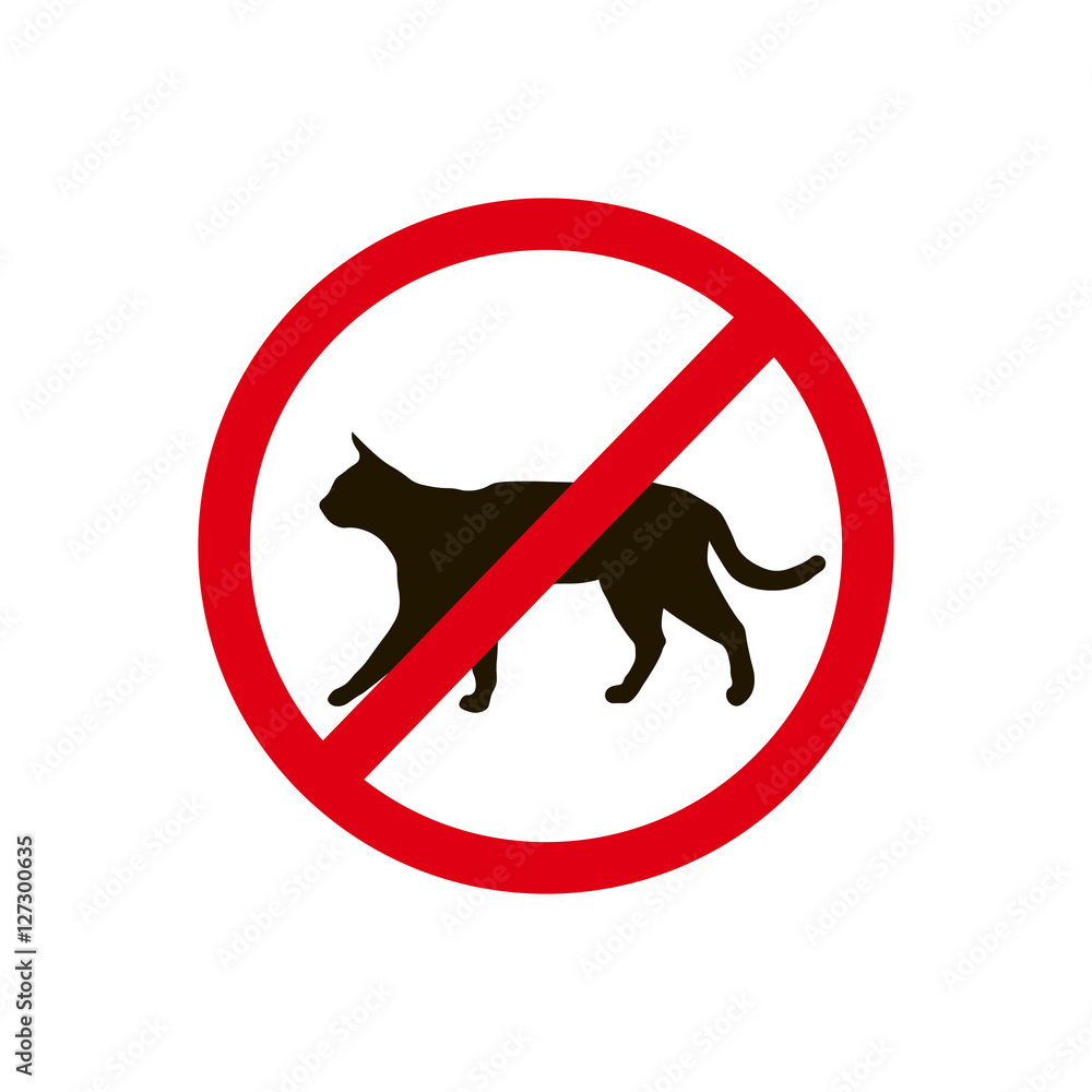 No cat, forbidden sign vector illustration Stock Vector | Adobe Stock