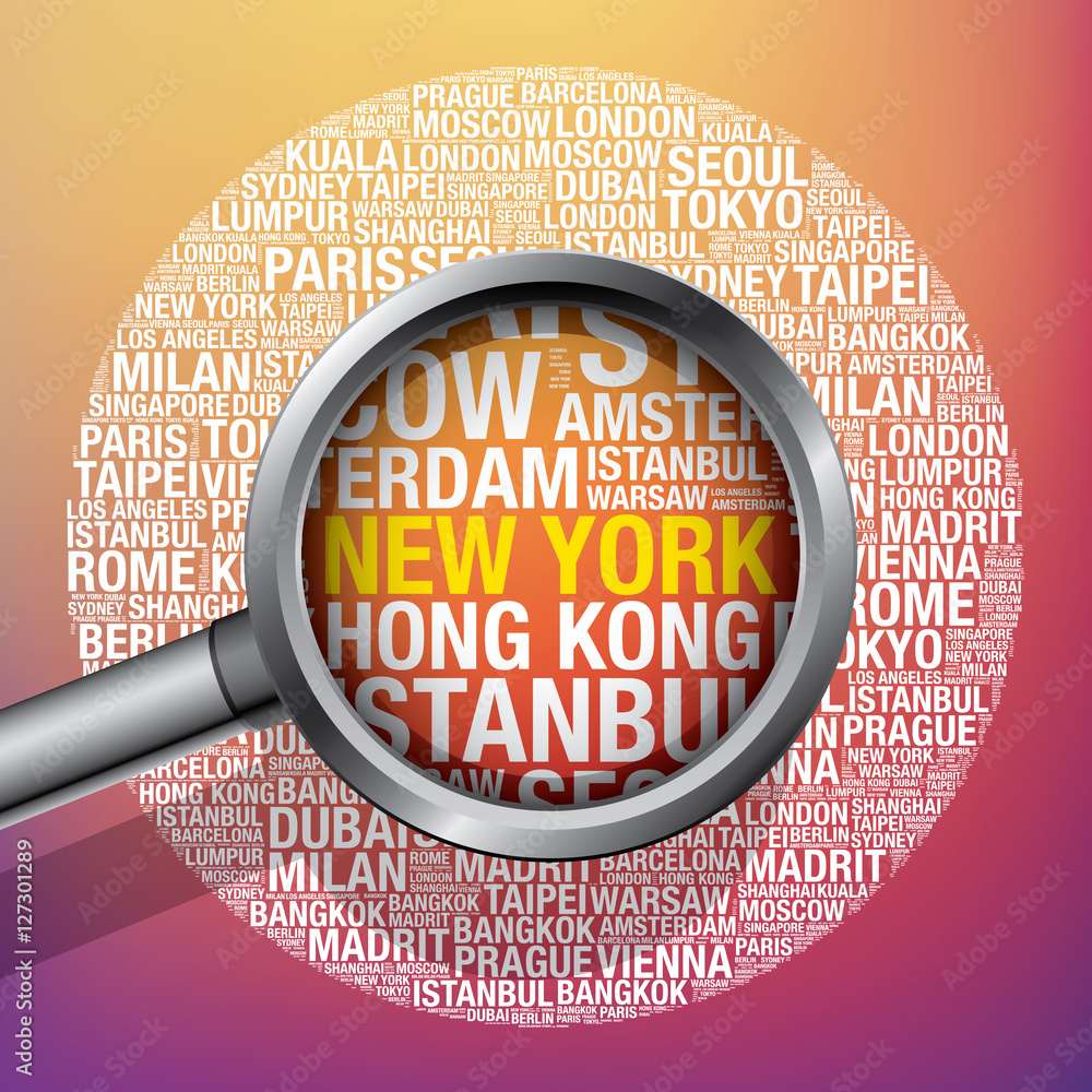 New York in conceptual travel word cloud vector illustration concept ...