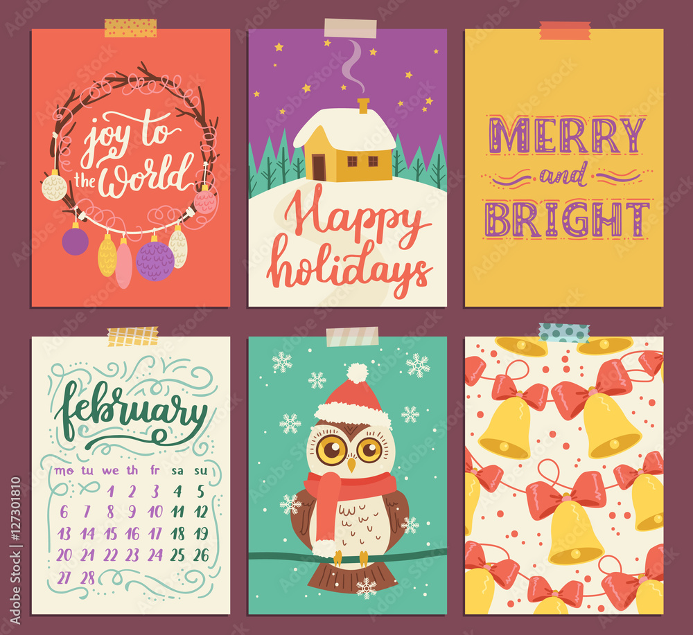 Vector collection of Christmas poster templates. Christmas set of ...