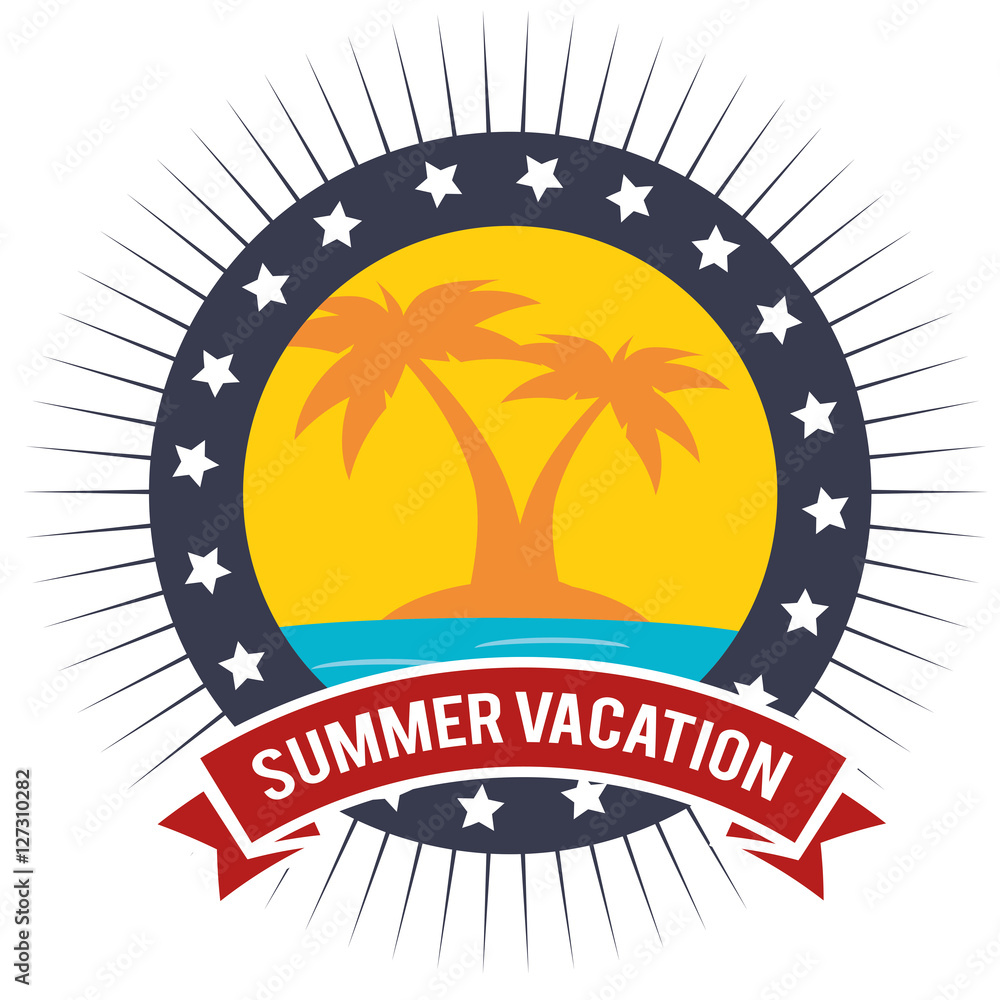 vacation badge palm tree beach graphic vector illustration eps 10 Stock ...