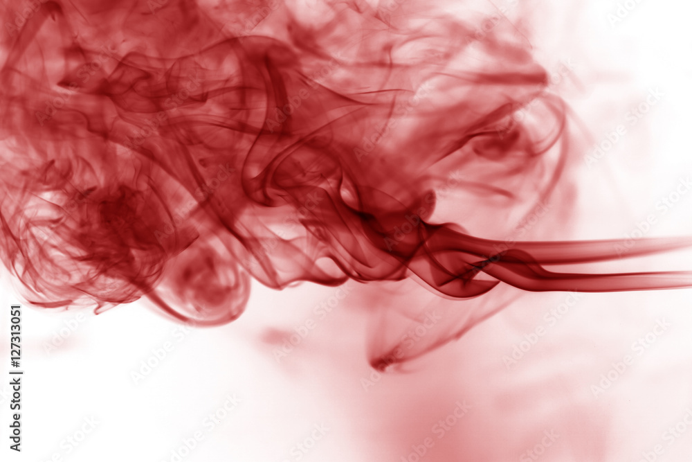 Toxic fumes movement on a white background..Red smoke movement o Stock ...