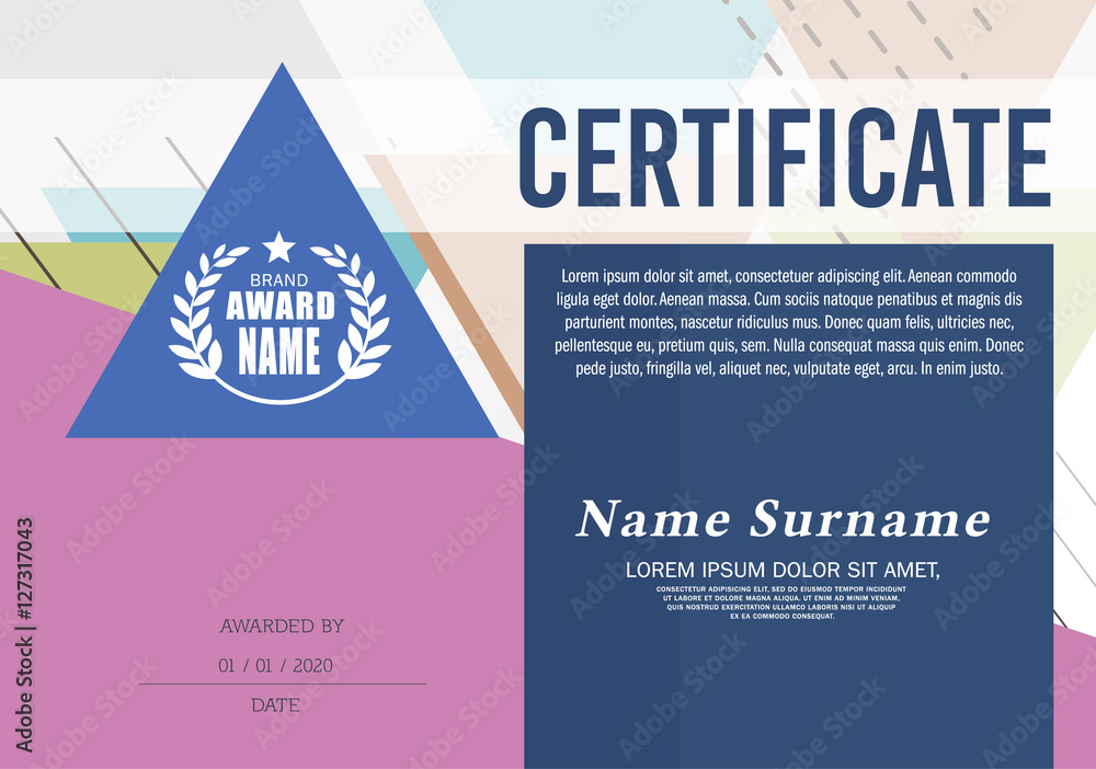 Certificate Frame Design Template, Geometric triangle pattern Stock ...