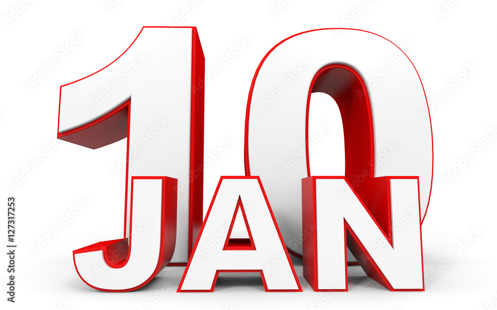 January 10. 3d text on white background. Stock Illustration | Adobe Stock