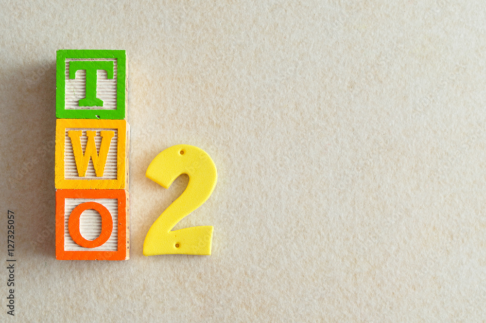 Number 2 displayed as a word and a number Stock Photo | Adobe Stock