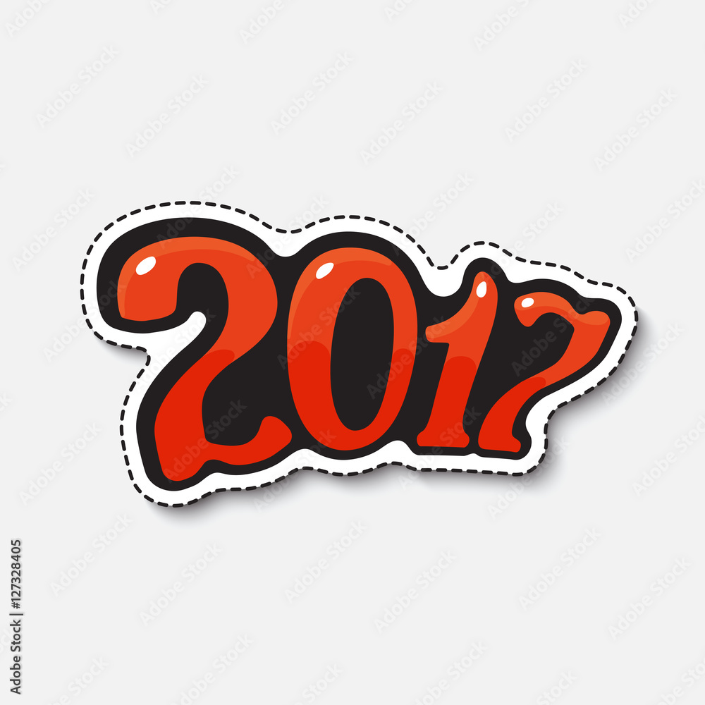 Cartoon number 2017 in comic style Stock Vector | Adobe Stock