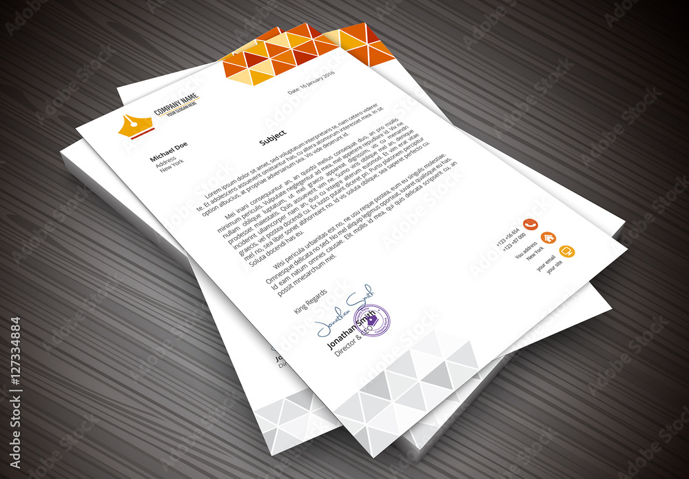 Triangle Pattern Header/Footer Element Letterhead Layout Stock Template ...