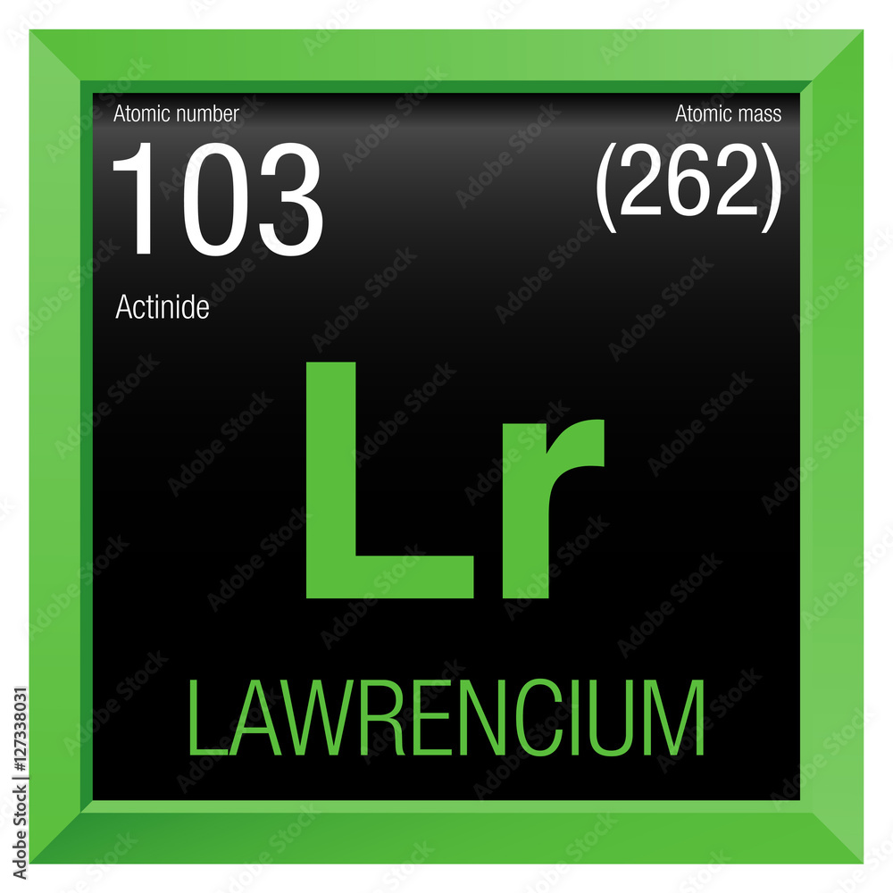 Lawrencium Symbol. Element number 103 of the Periodic Table of the ...