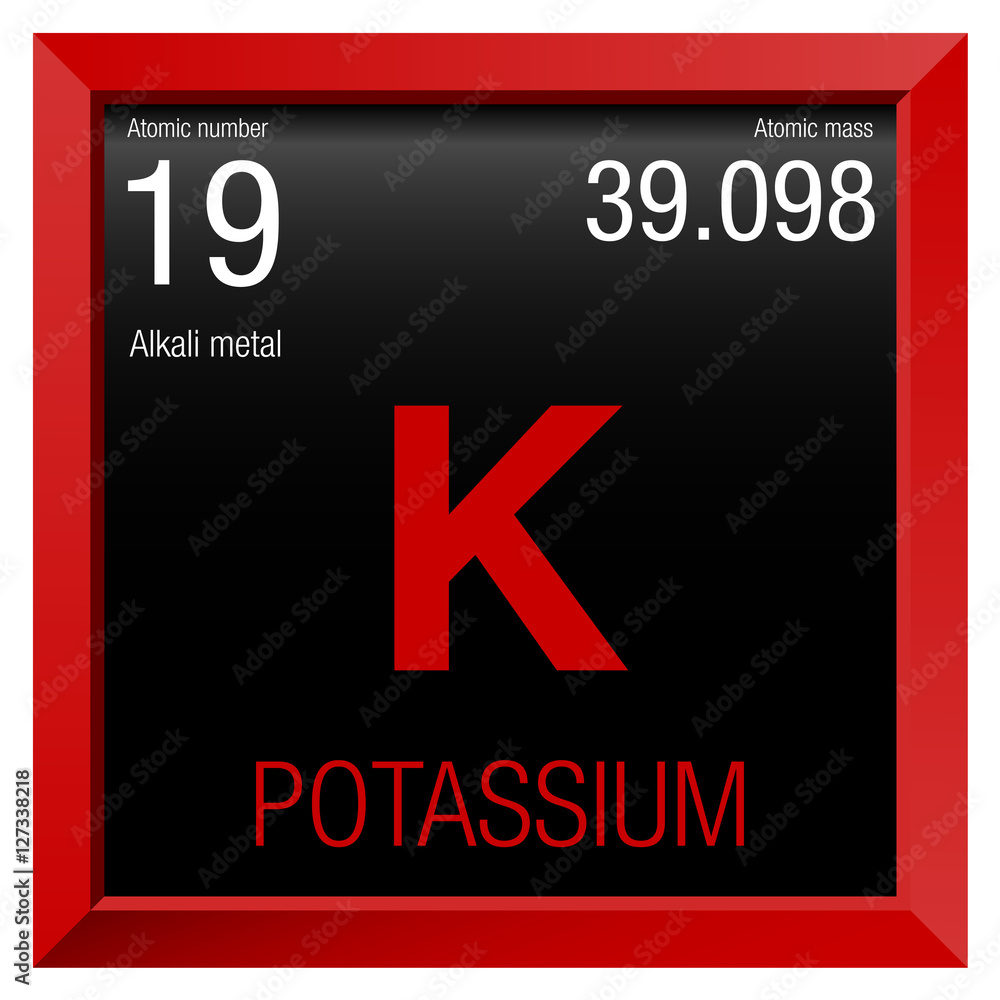 Potassium symbol. Element number 19 of the Periodic Table of the ...