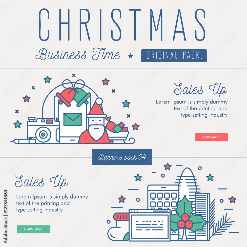 Modern excellent happy christmas business time. Thin line new year ...