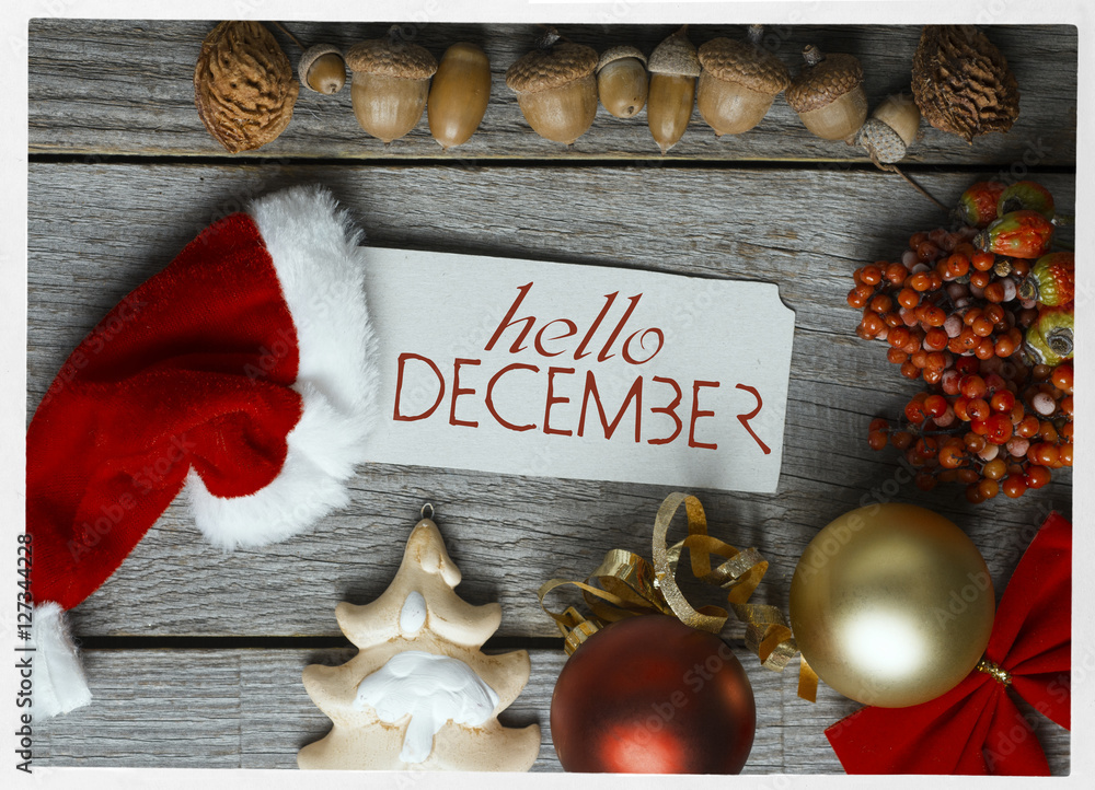 hello december, welcome winter greeting card frame of Winter and ...
