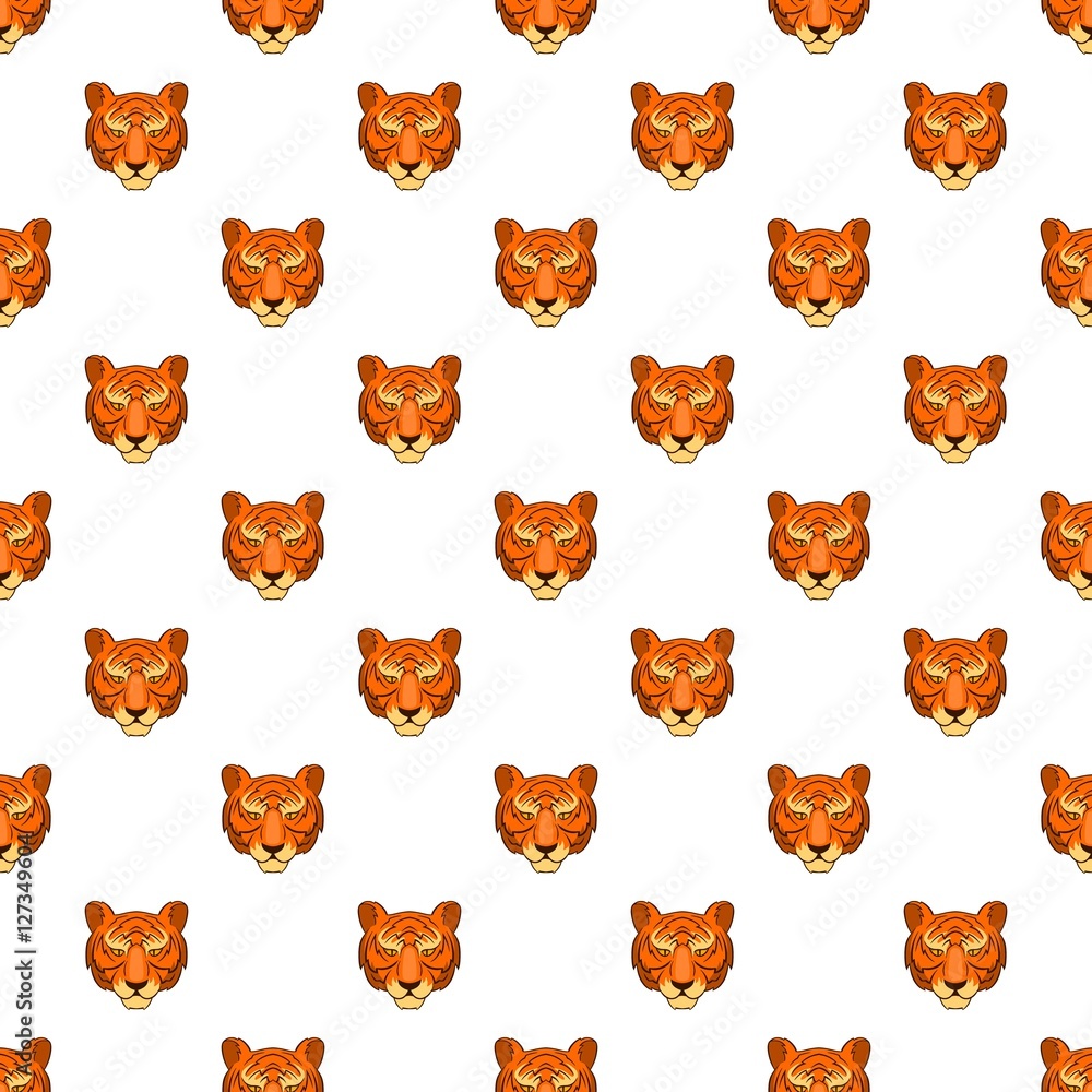 Tiger head pattern. Cartoon illustration of tiger head vector pattern ...