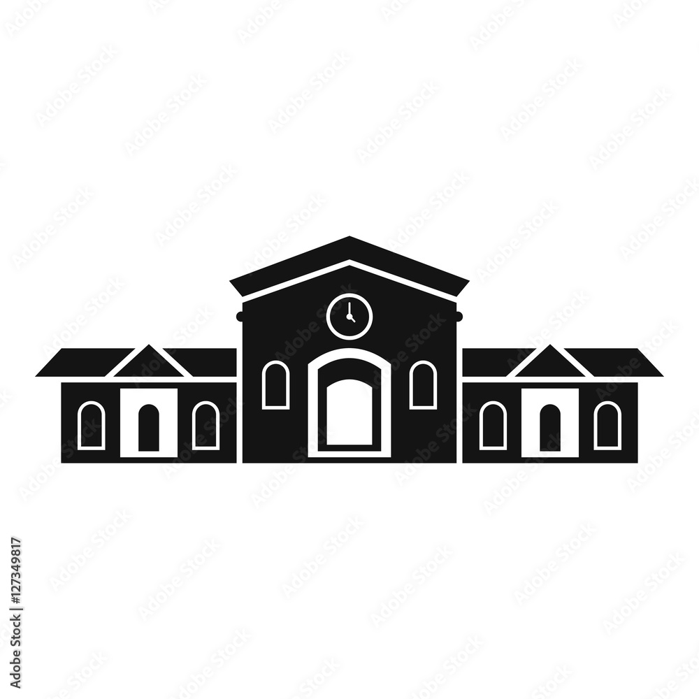 Railway station building icon. Simple illustration of railway station ...