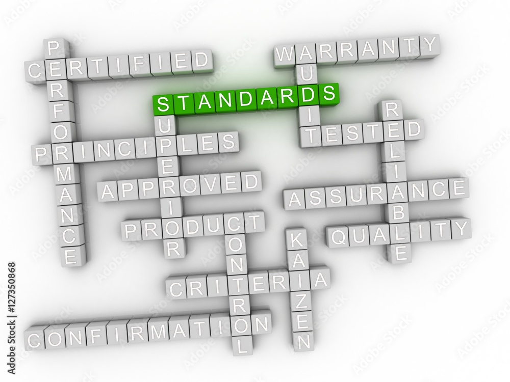 3d Standards, word cloud concept on white background Stock Illustration ...