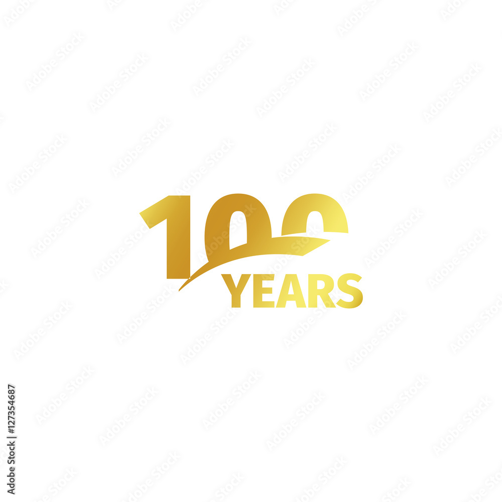 Isolated abstract golden 100th anniversary logo on white background ...