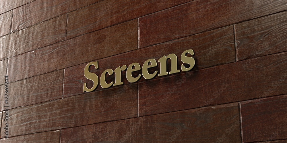 Screens - Bronze plaque mounted on maple wood wall - 3D rendered ...