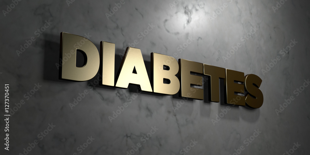 Diabetes - Gold sign mounted on glossy marble wall - 3D rendered ...
