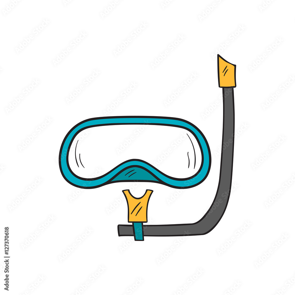 Vector cartoon hand drawn snorkeling mask Stock Vector | Adobe Stock