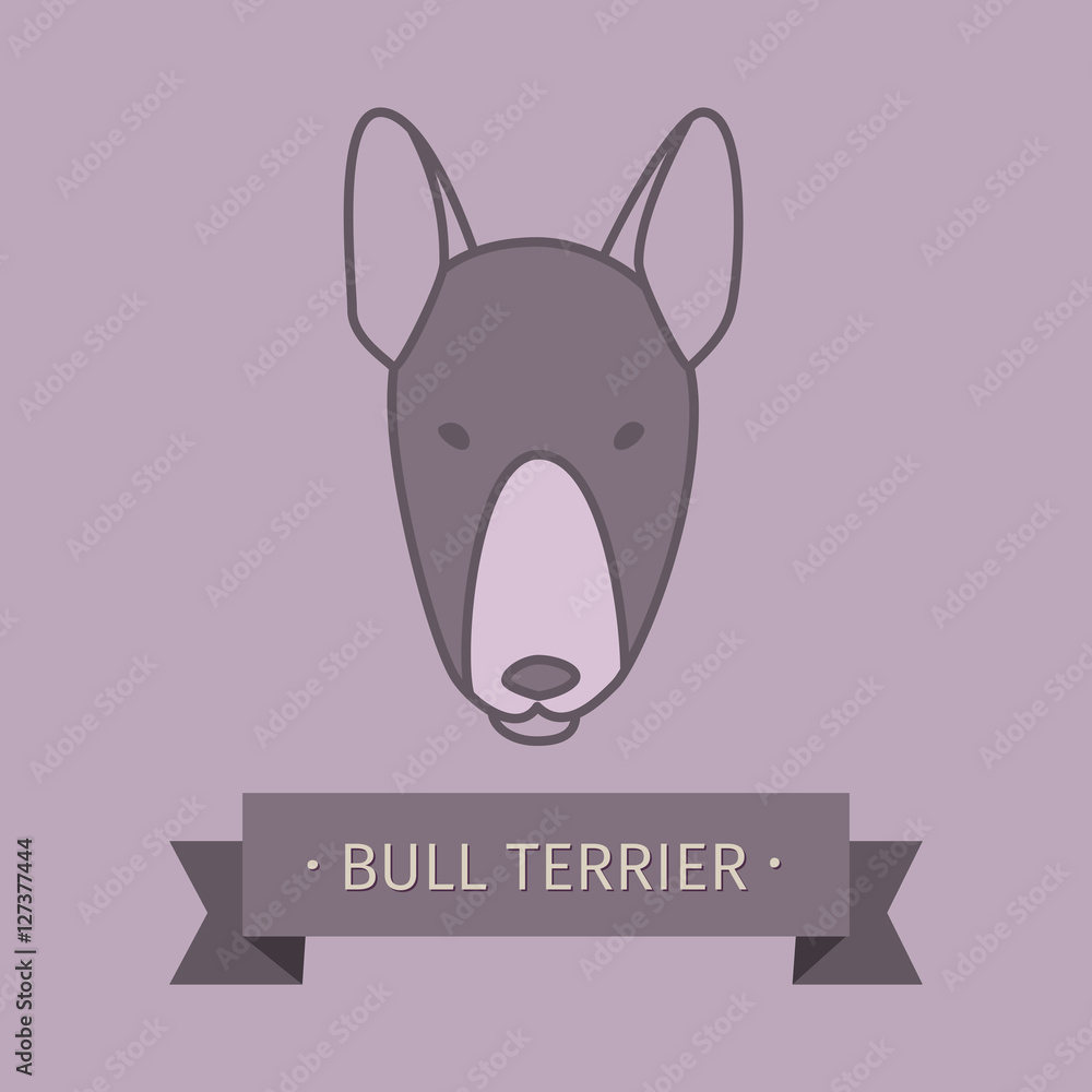 Bull terrier breed dog for logo design. Vector colored hand drawn dog ...