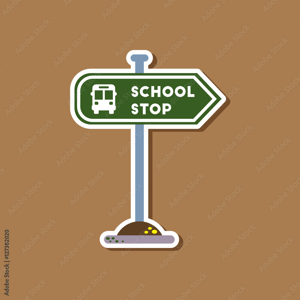 paper sticker on stylish background school stop sign Stock Vector ...
